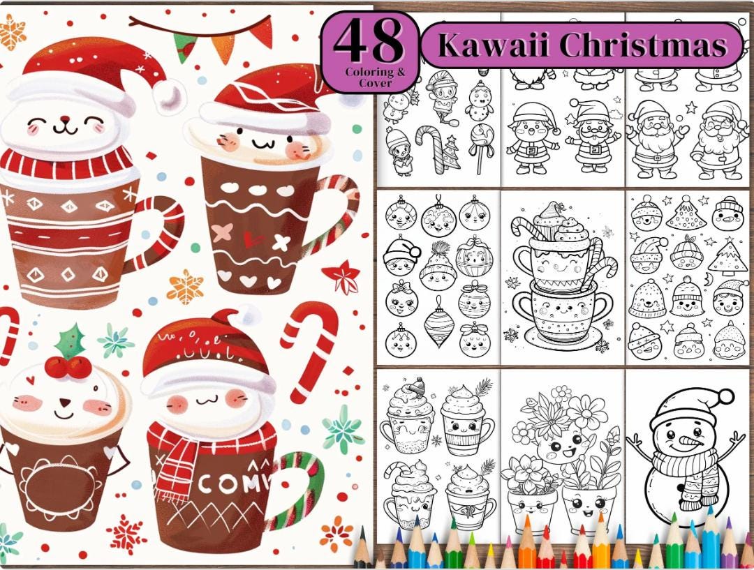 48 Kawaii Christmas Coloring Pages, Cute Coloring, Kawaii Gifts, Cute ...