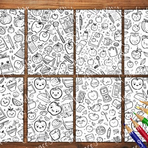 34 Back to School Doodle Coloring Retro Back to School Coloring School ...