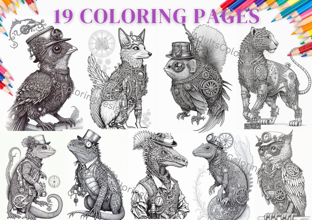19 Steampunk Coloring Pages , Printable Coloring Book , Coloring Pages ...