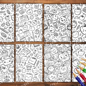 34 Back to School Doodle Coloring Retro Back to School Coloring School ...