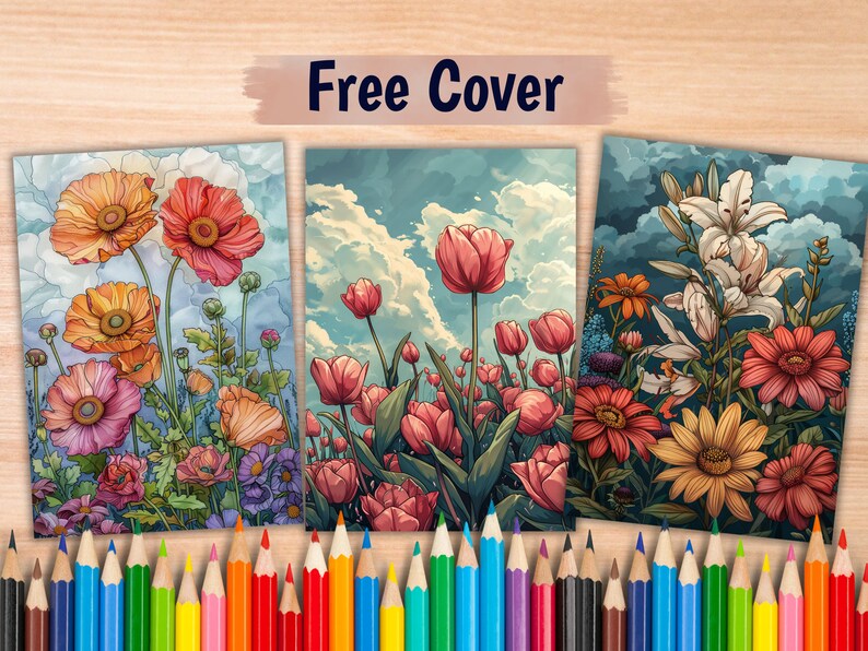 50 Floral Coloring Pages: Flower Coloring Book (digital Download) - Etsy