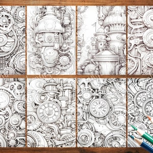 39 Steampunk Adventures Coloring Page,pages + Cover" Printable Coloring ...