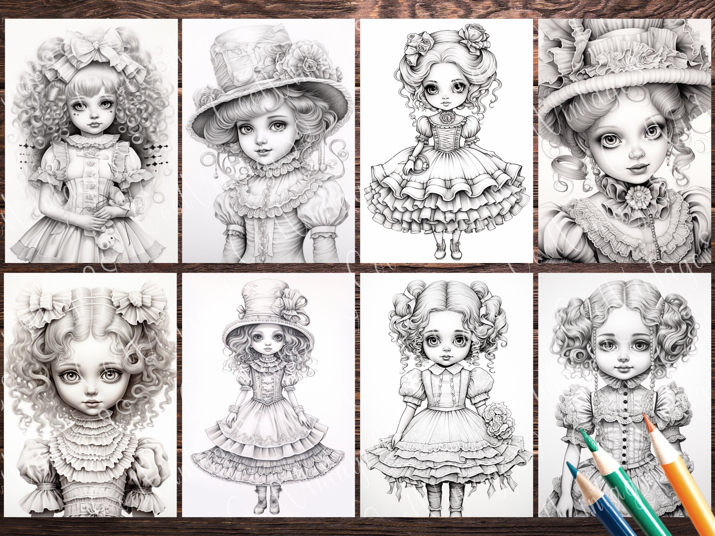 34 Victorian Doll Coloring Pages for Adults and for Kids - Etsy