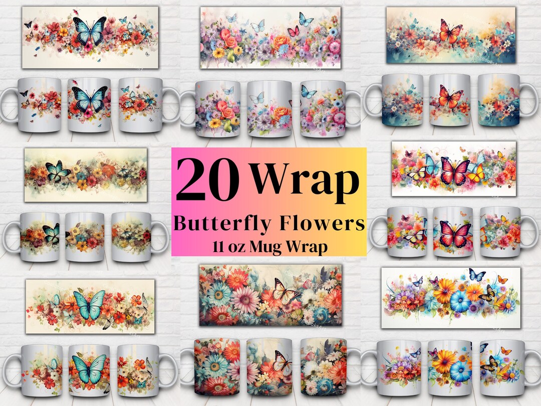 20 Butterfly Bees Ladybugs Bundle, Butterfly Flowers Sublimation ...