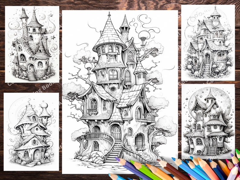 34 Fairy House Coloring Book Adults Kids Instant Download - Etsy
