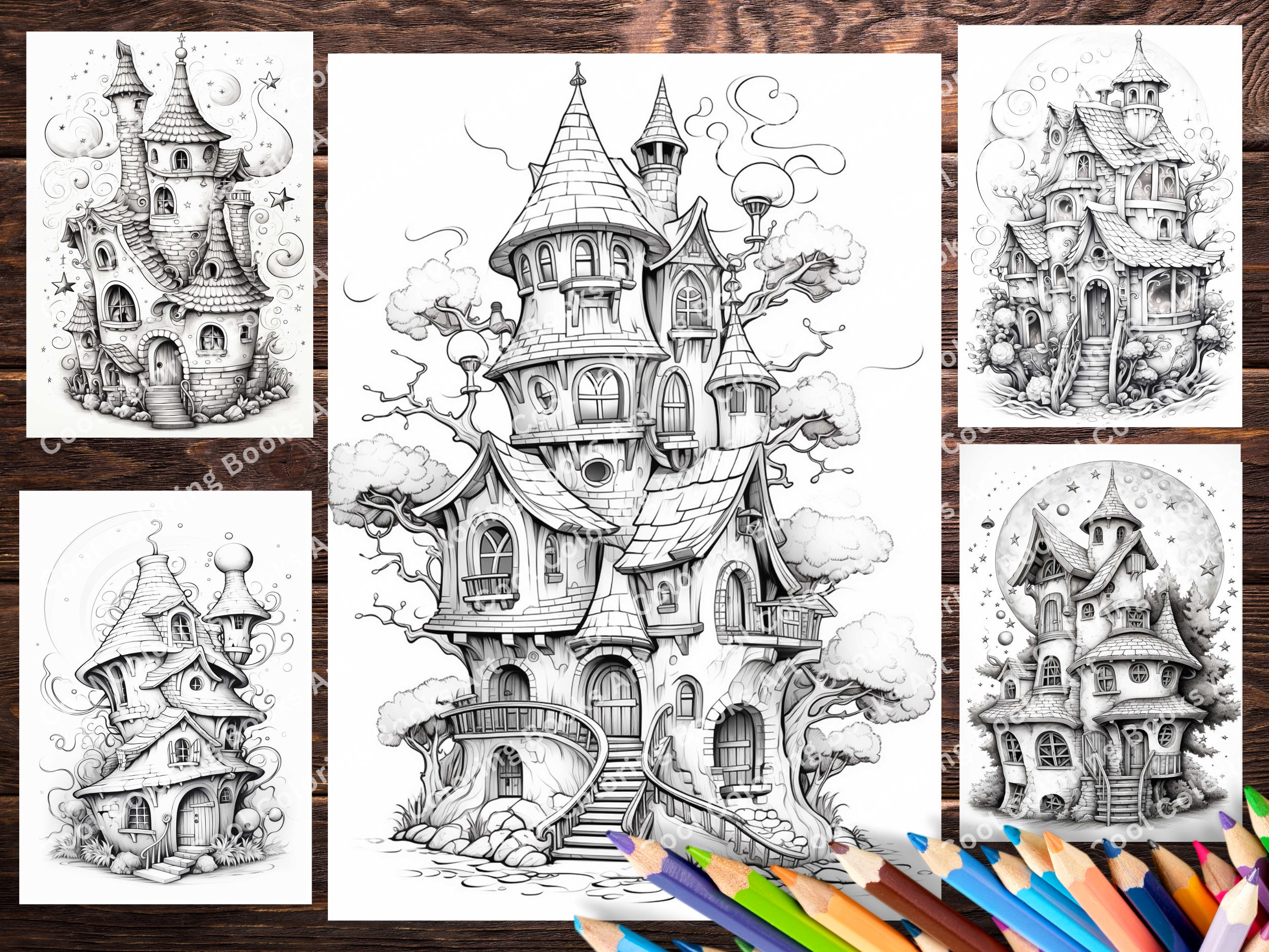34 Fairy House Coloring Book Adults Kids Instant Download - Etsy