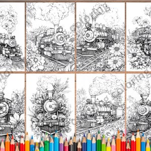 38 Floral Steam Train Coloring Page Printable – Vintage Locomotive ...