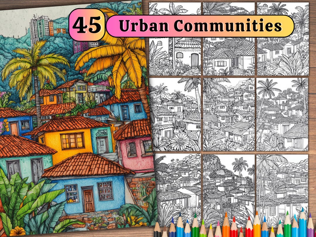 45 Urban Communities Coloring Pages, Printable City Life Coloring Book ...