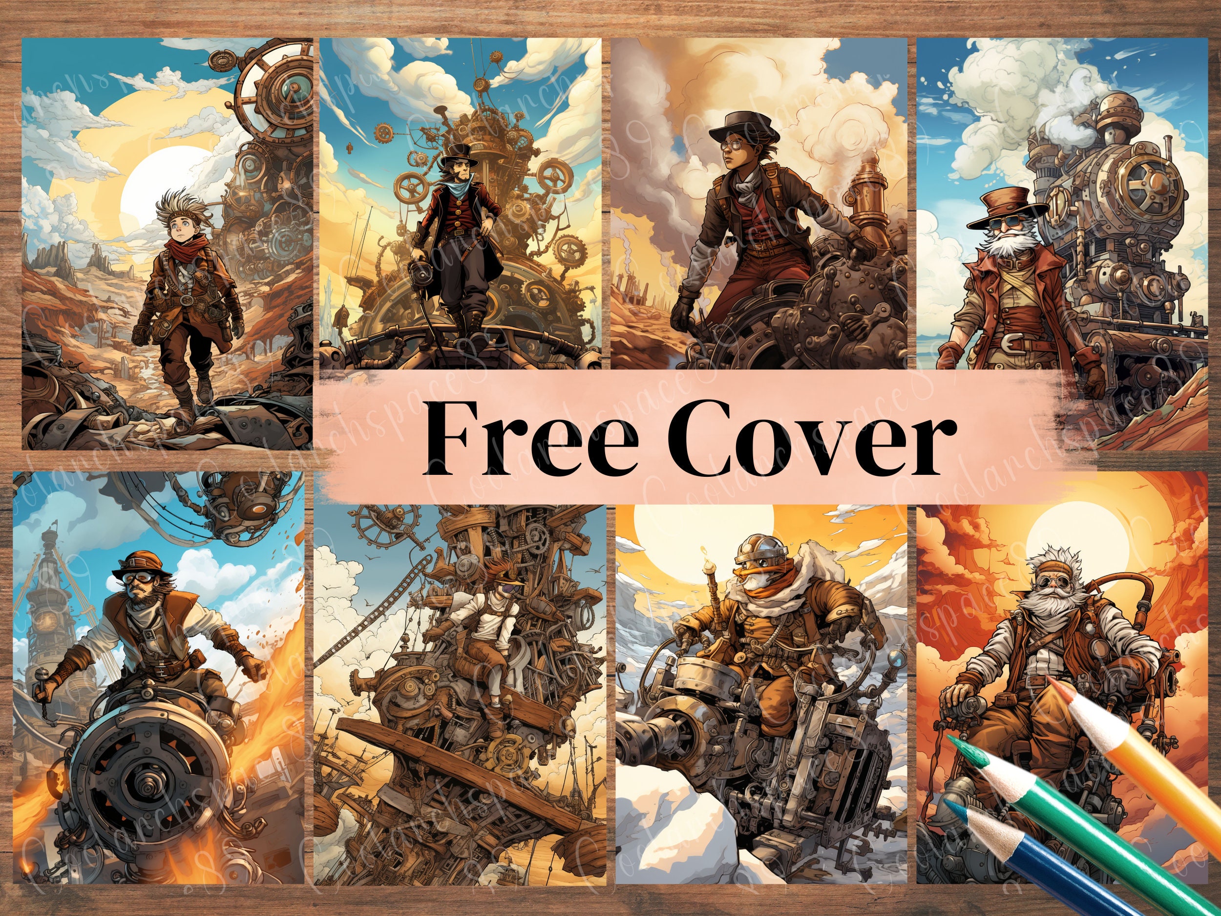 33 Steampunk Adventurer Coloring Pages: Printable Art (PDF Download) - Etsy