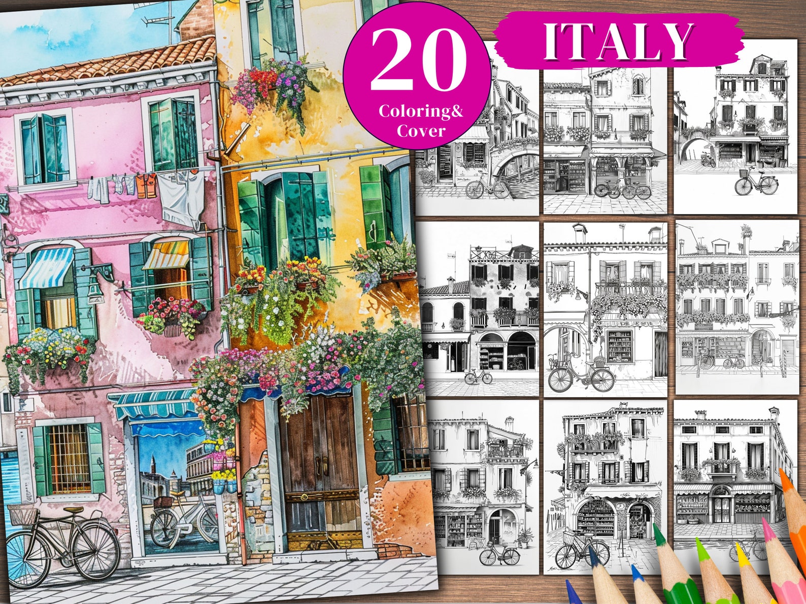 20 Italy Coloring Page, Italy Architecture Coloring, Italian Scenes ...