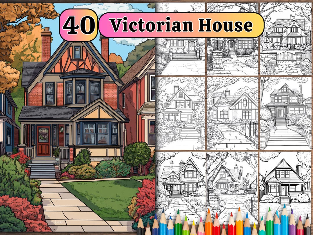 40 Victorian House Coloring Pages: Detailed Architecture (PDF Download ...