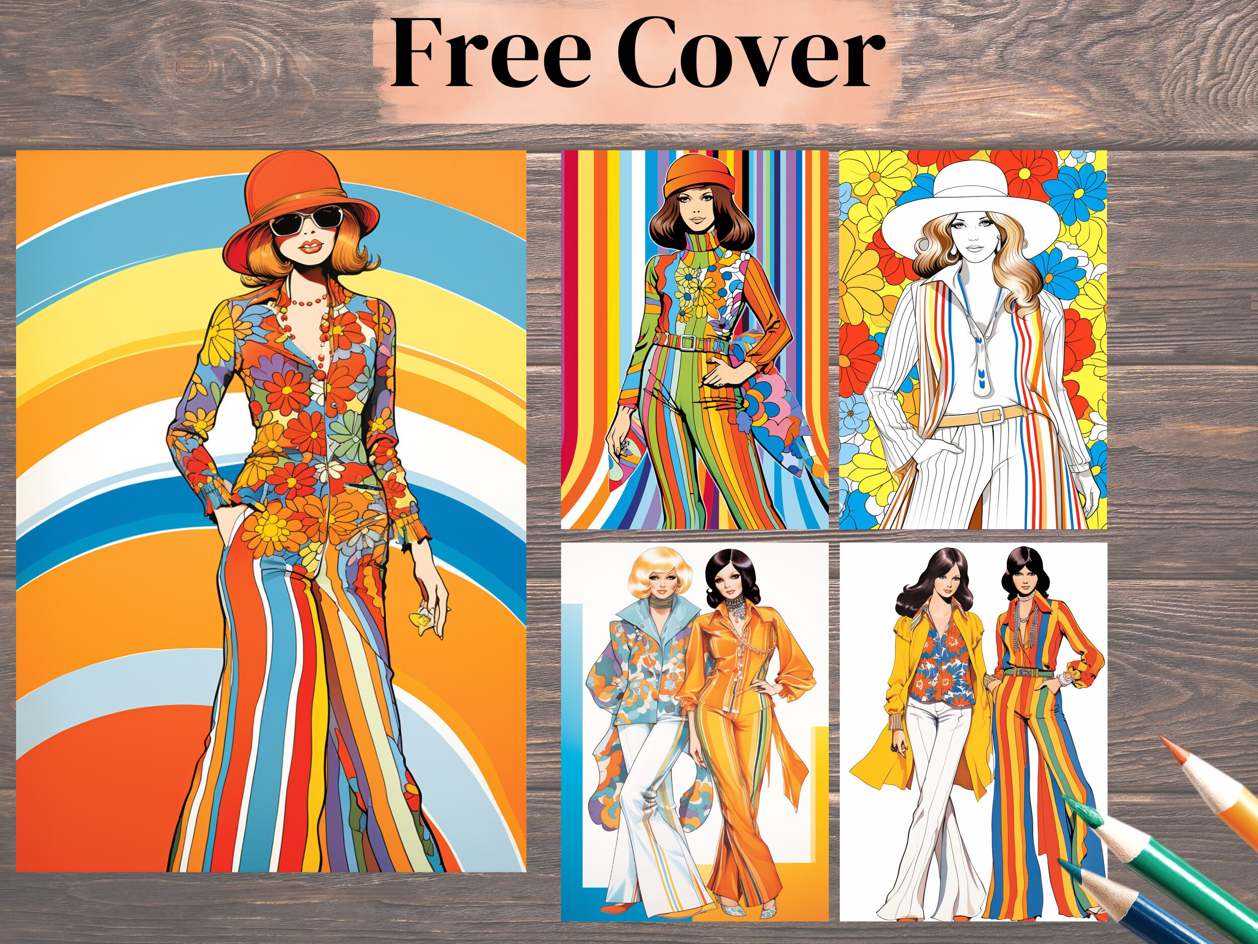 40 Woman Fashion 70s Style Women Faces Coloring Pages, 1970s Colouring ...
