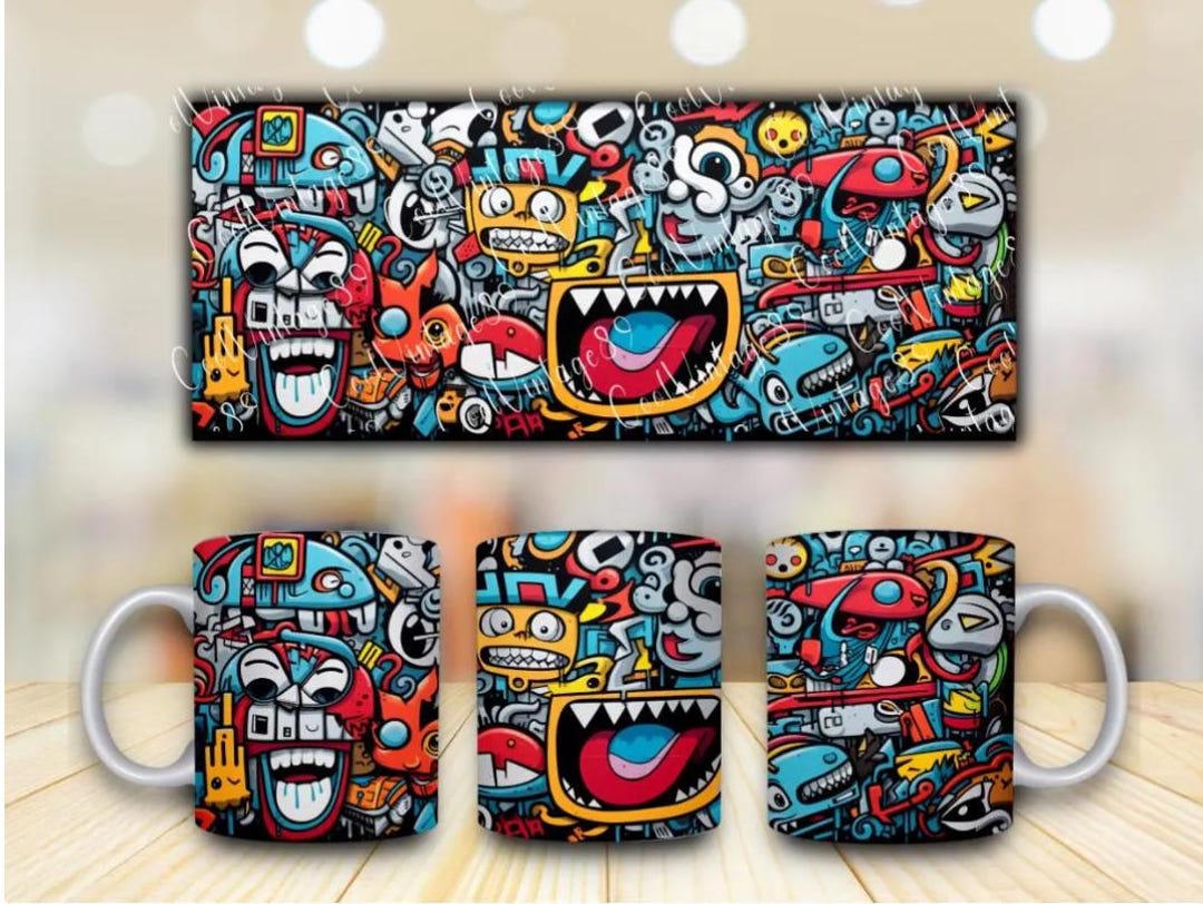 20 PNG Speedy Graffiti Mug Wrap Digital Download, Urban Street Art Mug ...