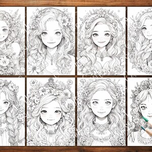 35 Princess Portrait Coloring Pages: Detailed Illustrations (digital ...