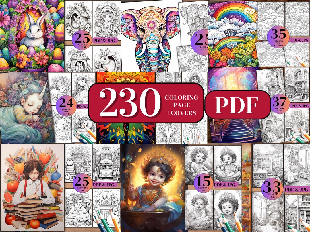 230 Coloring Page Bundle Drag Queens,black to School ,cute Unicorn ...