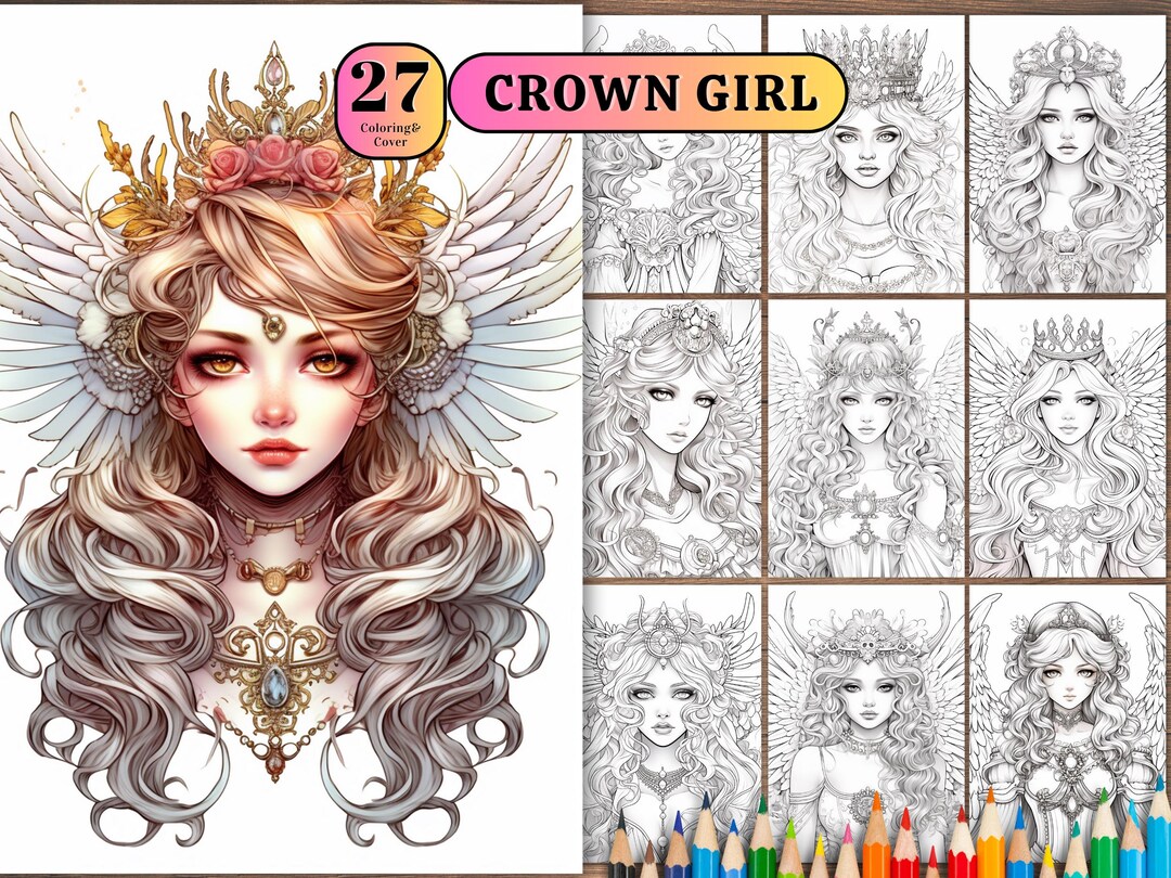 27 Floral Crown Woman Coloring Pages: Detailed Illustrations (printable ...