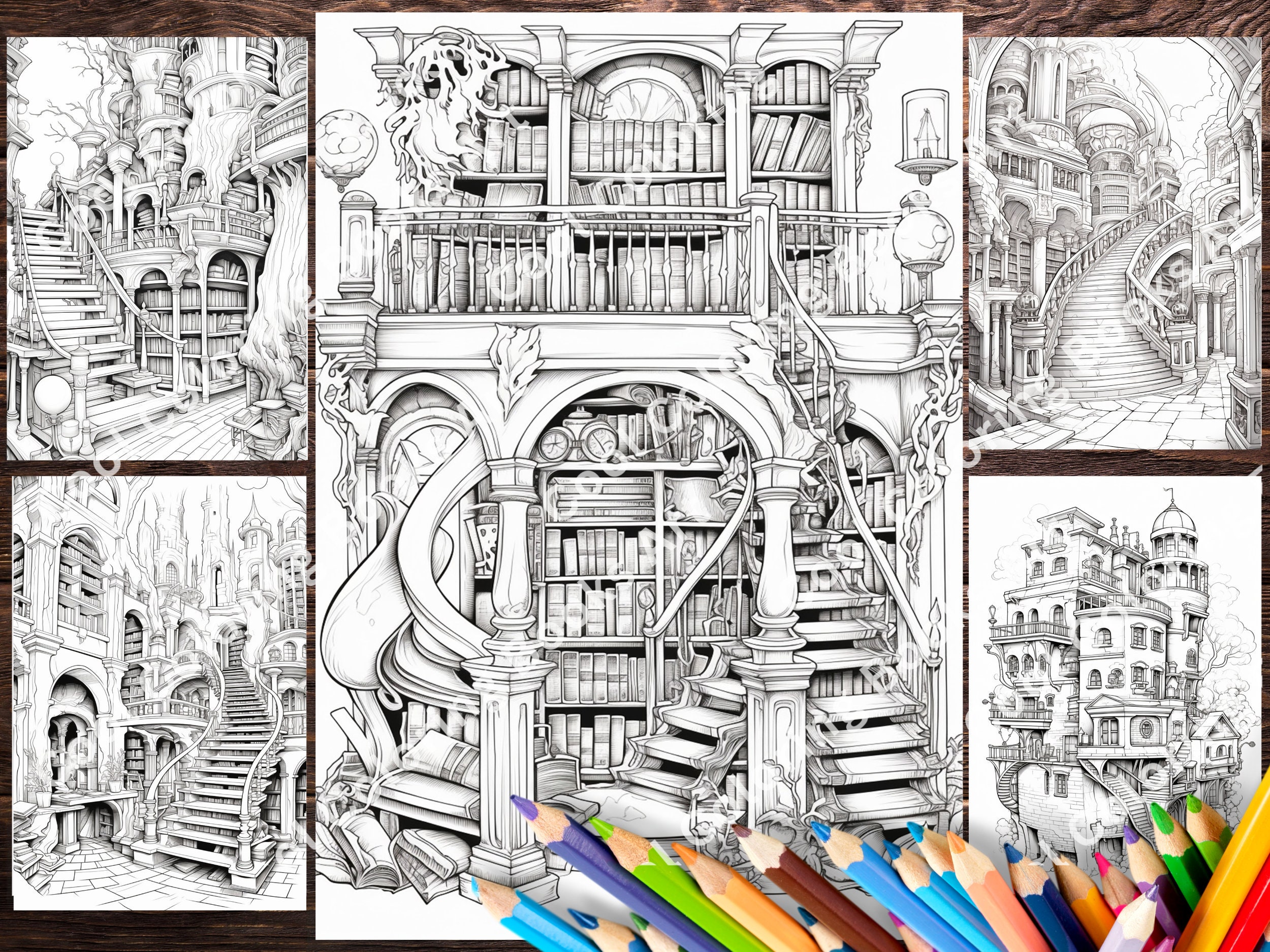 31 Fantasy Library Coloring Pages Bundle Enchanted Library - Etsy