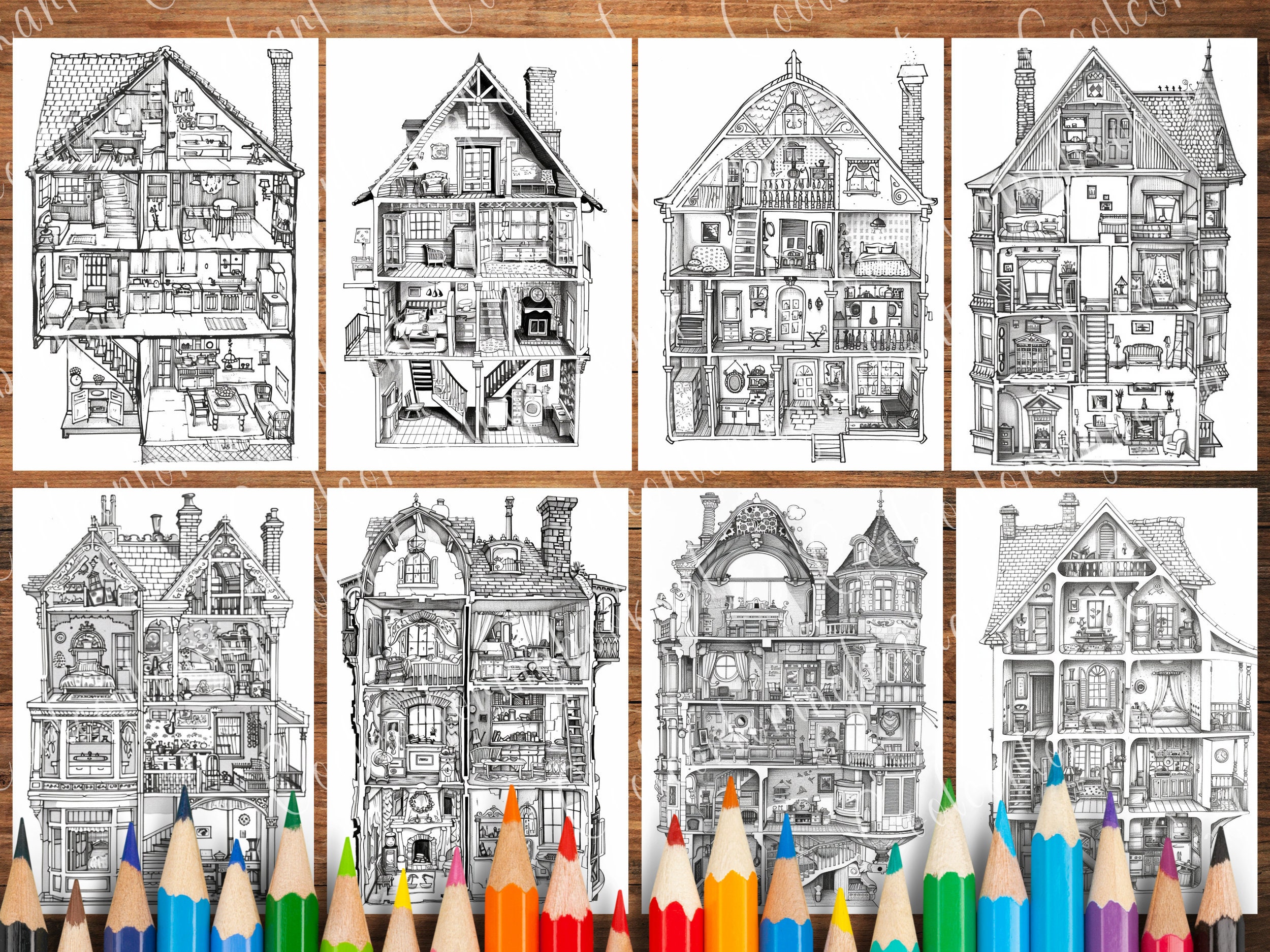 33 Doodle House Coloring Books,digital Downloads PDF Files. - Etsy