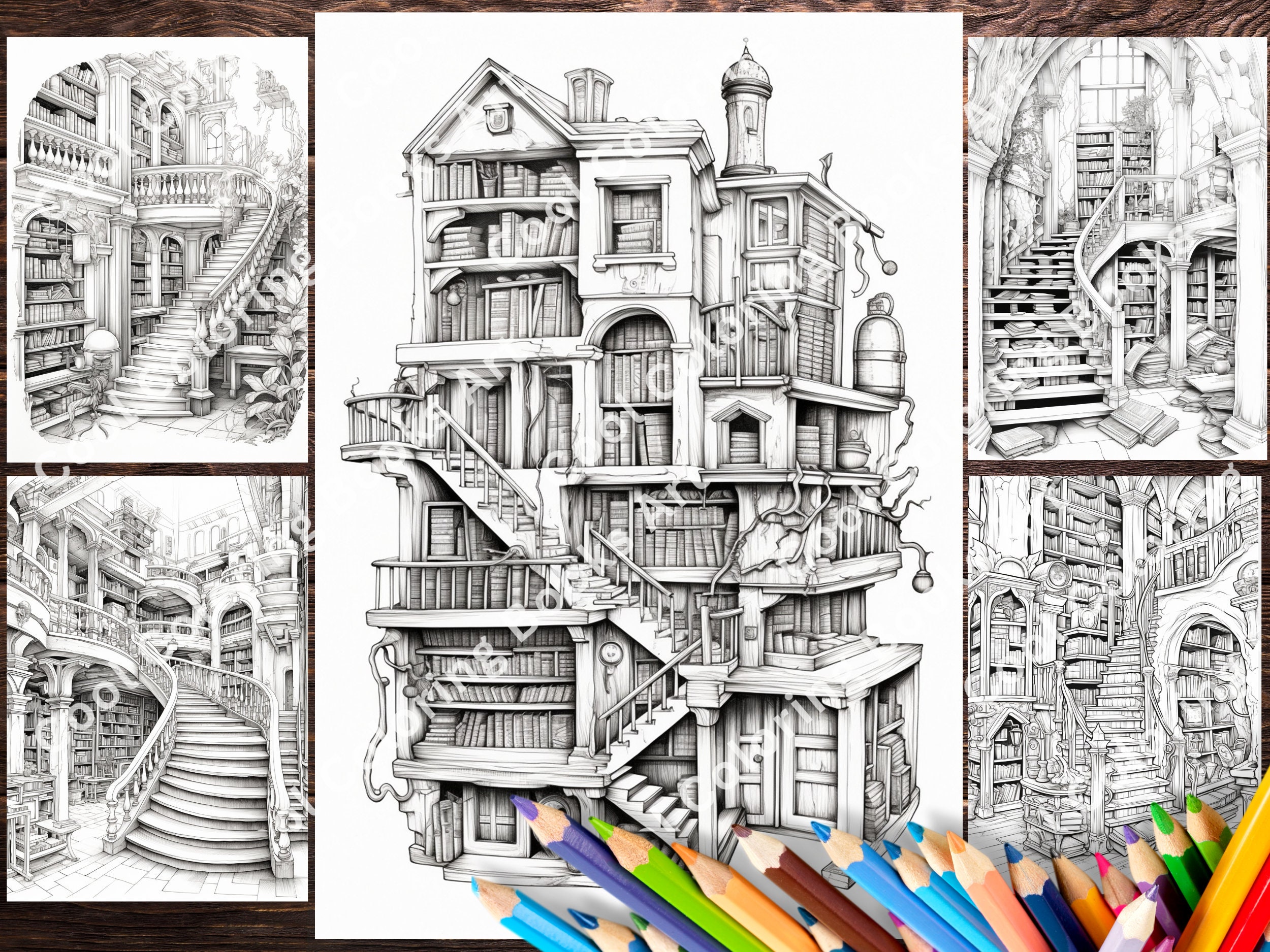 31 Fantasy Library Coloring Pages Bundle Enchanted Library - Etsy