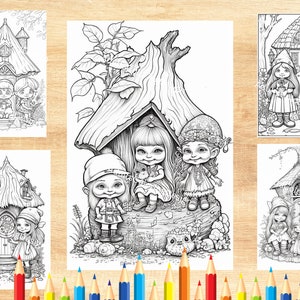 20 Gnome Fairy House Coloring Book Adults Kids Instant - Etsy