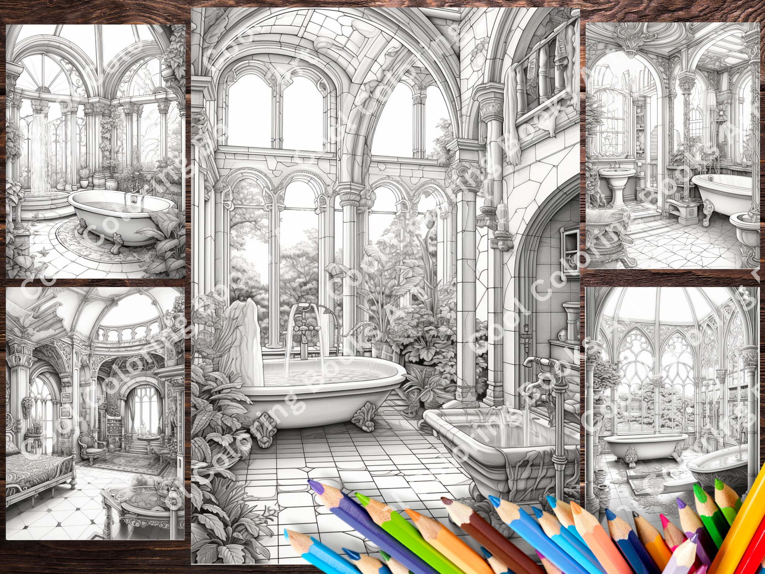 Greyscale House Interior Coloring Book: 20 JPG + PDF (A4) - Etsy