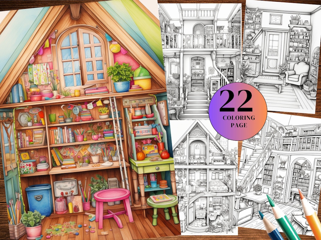 22 Doodle House Coloring Pages for Adults and for Kids for Relax and ...