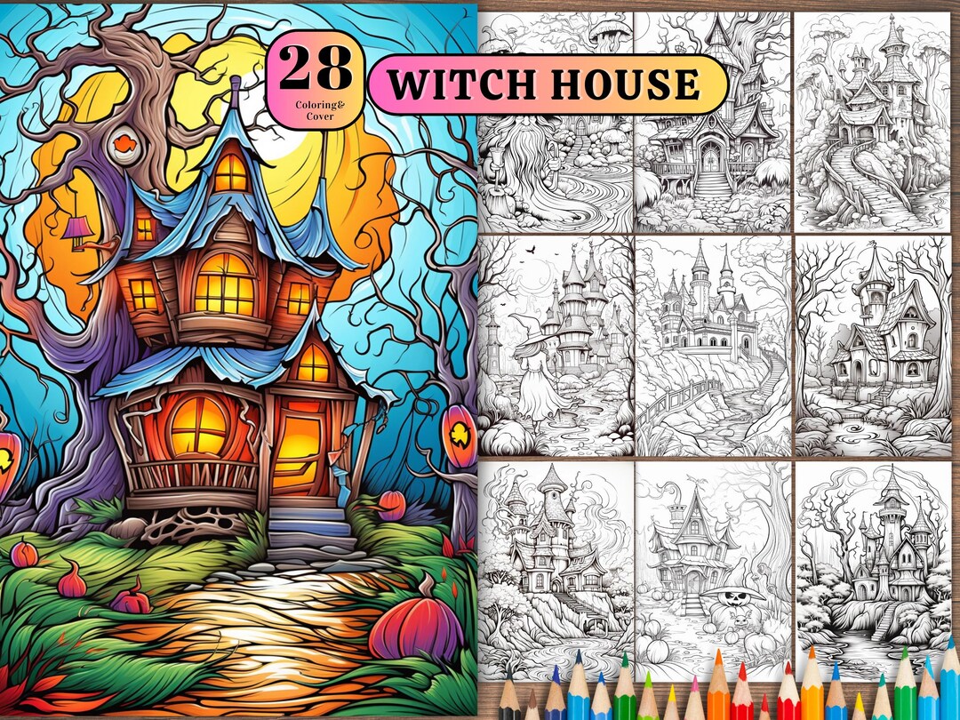 30 Witch House in the Forest Coloring Pages, Fantasy Witch House ...