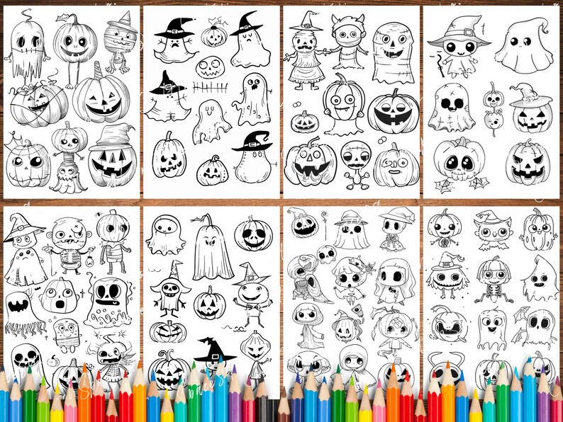 40 Halloween Coloring Pages, Printable Kids Activity (PDF Book) - Etsy