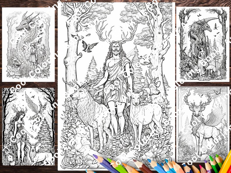 23 Mythical Creatures Marvelous Coloring Pages, JPEG/PDF Format ...