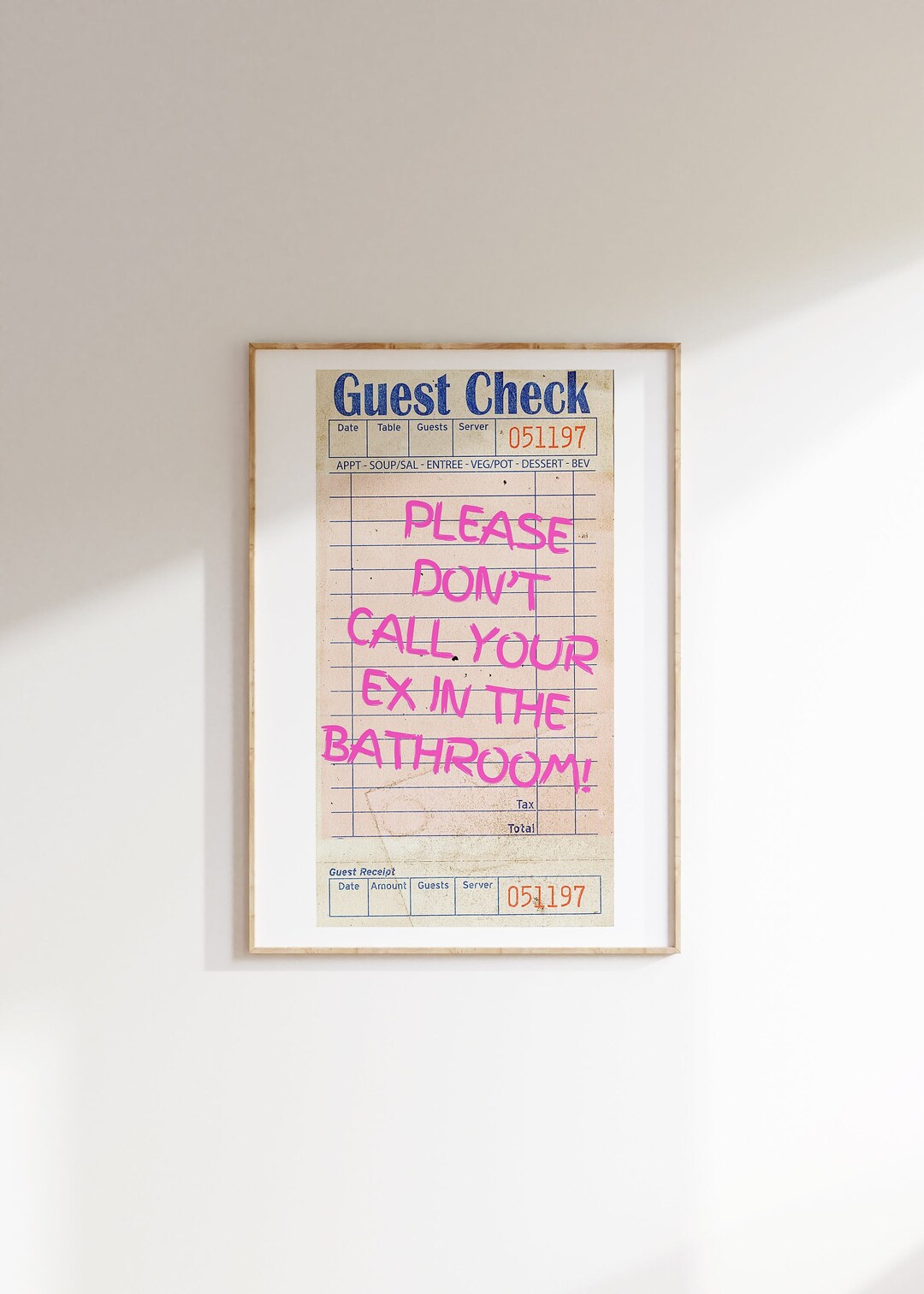 Guest Check Art Print, Guest Check Poster, Funny Quote, Cute Wall Art ...