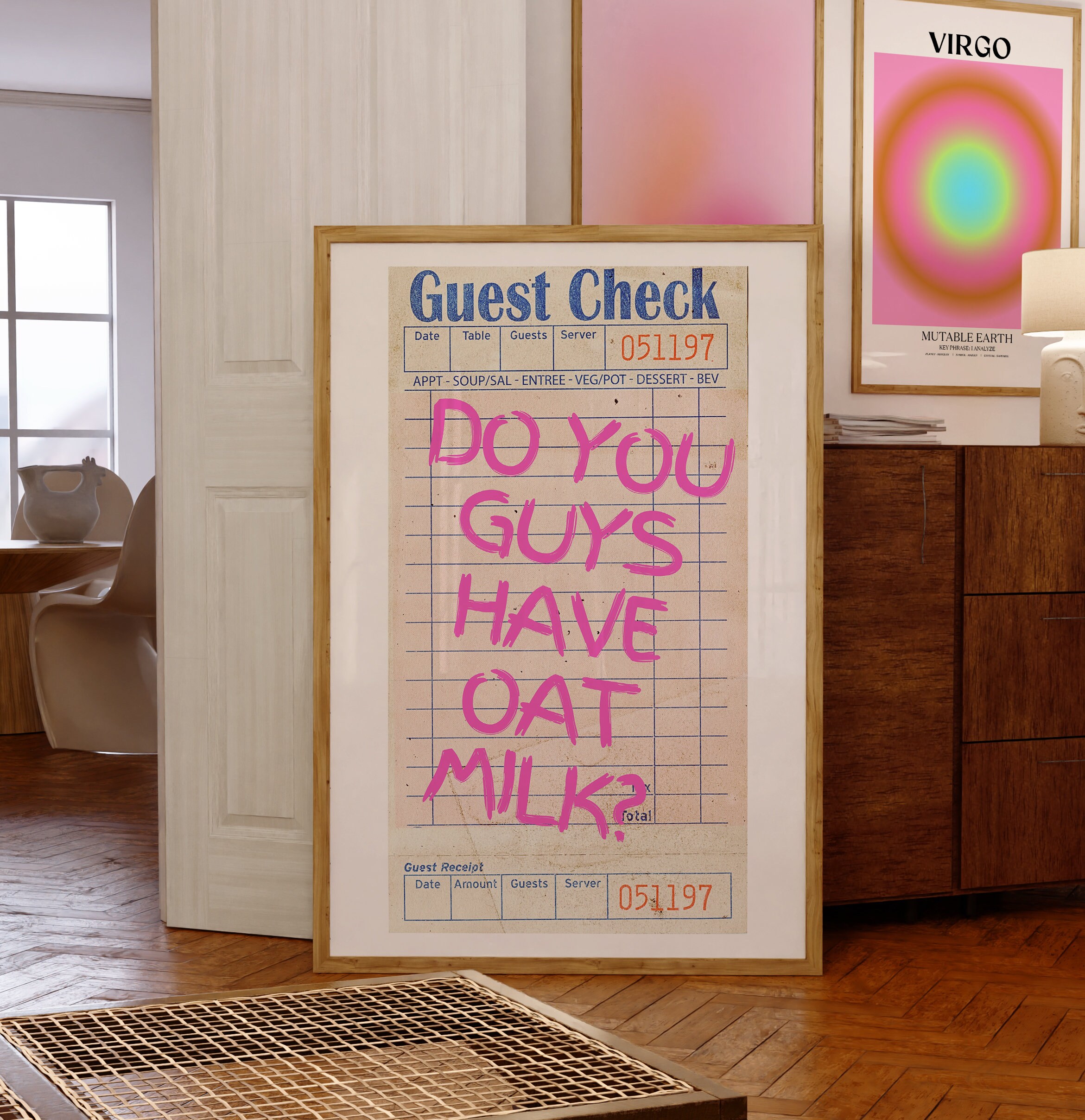 Guest Check Poster, Cute Guest Check Print, Do You Guys Have Oat Milk ...