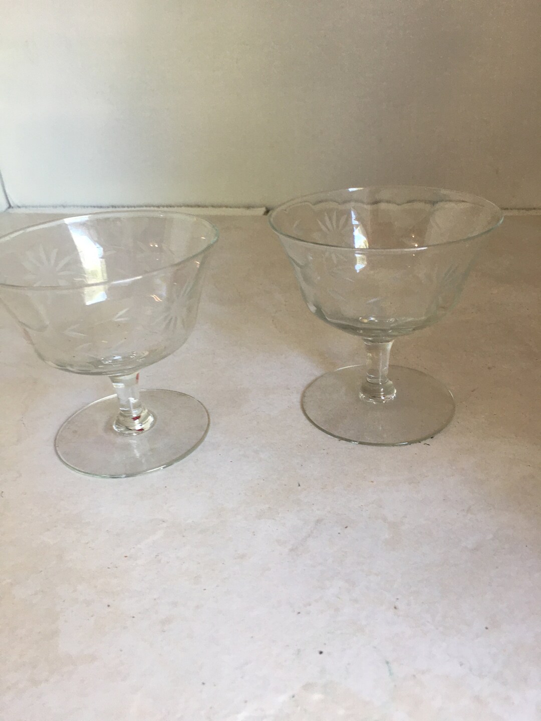 Vintage Etched Glass Dessert Compotes Etsy