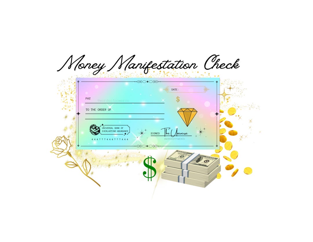 Money Manifestation Check Printables: Law of Abundance Vision Board ...