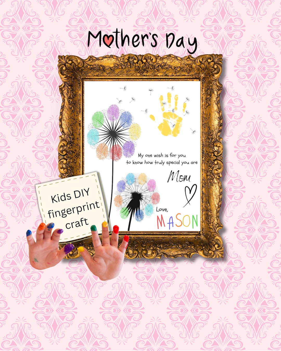 Fingerprint Mother's Day Art: Kids Handprint Craft (digital Download ...
