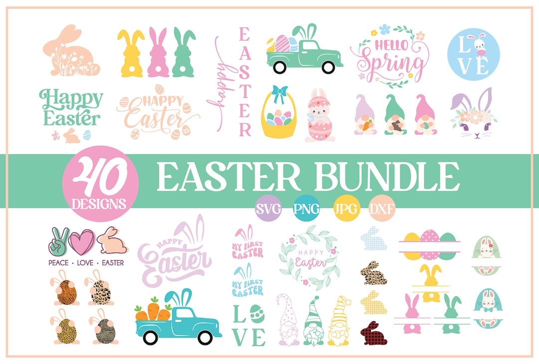 Easter Bundle SVG, 40 Designs. Happy Easter Svg. Hello Spring Svg ...