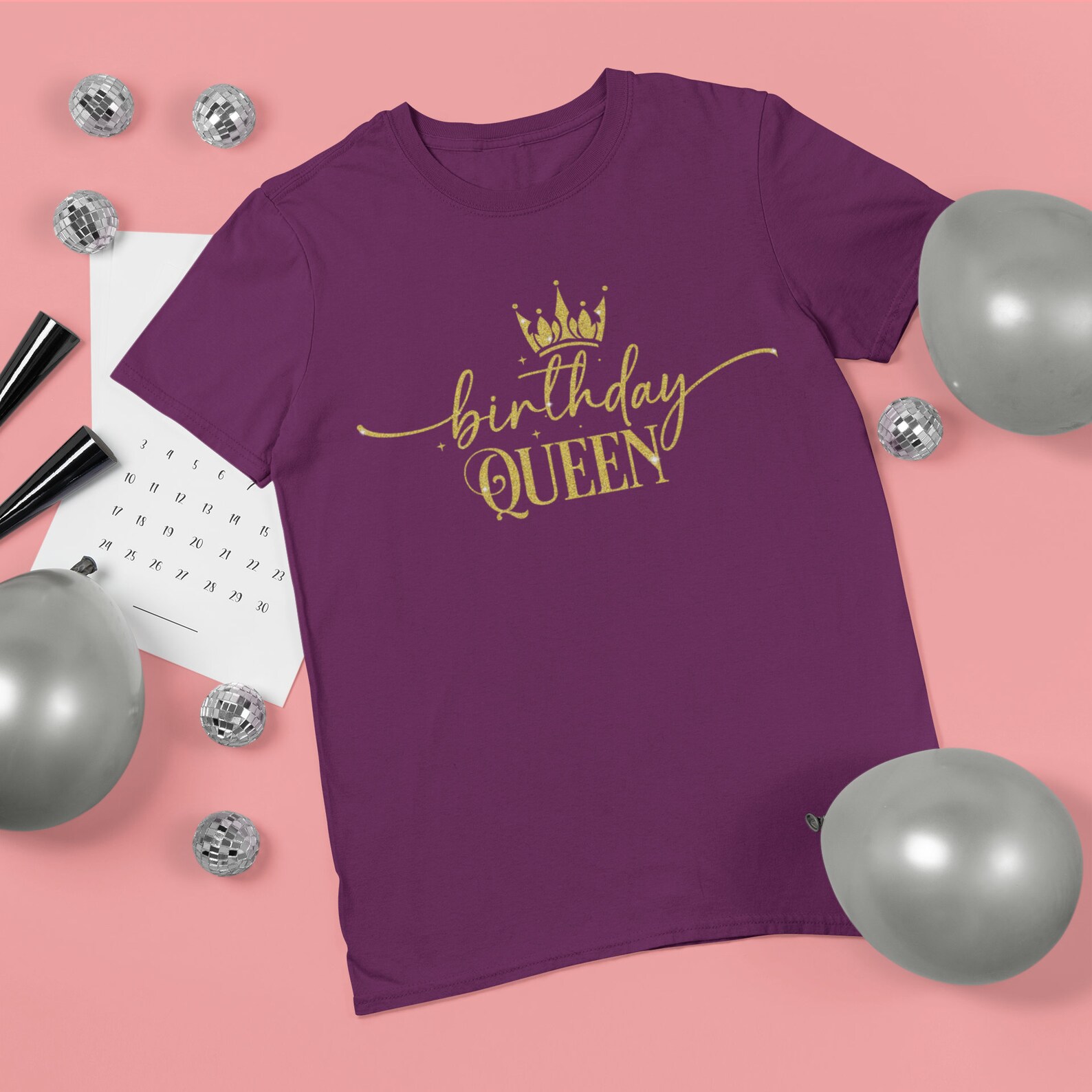 Birthday Queen SVG Featuring Gold Text and a Crown is a | Etsy