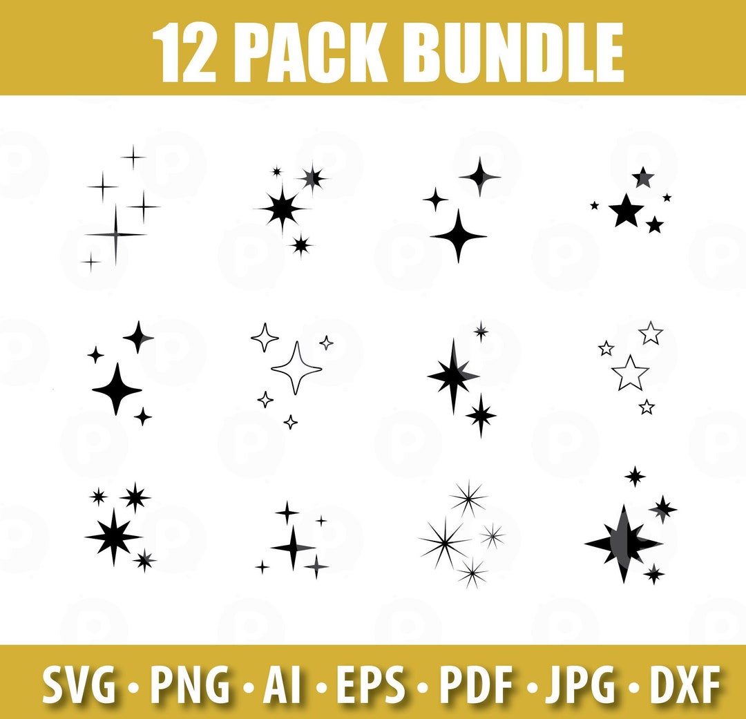 12 Stars Bundle, Stars SVG Files, Individual Svgs for Both Personal and ...
