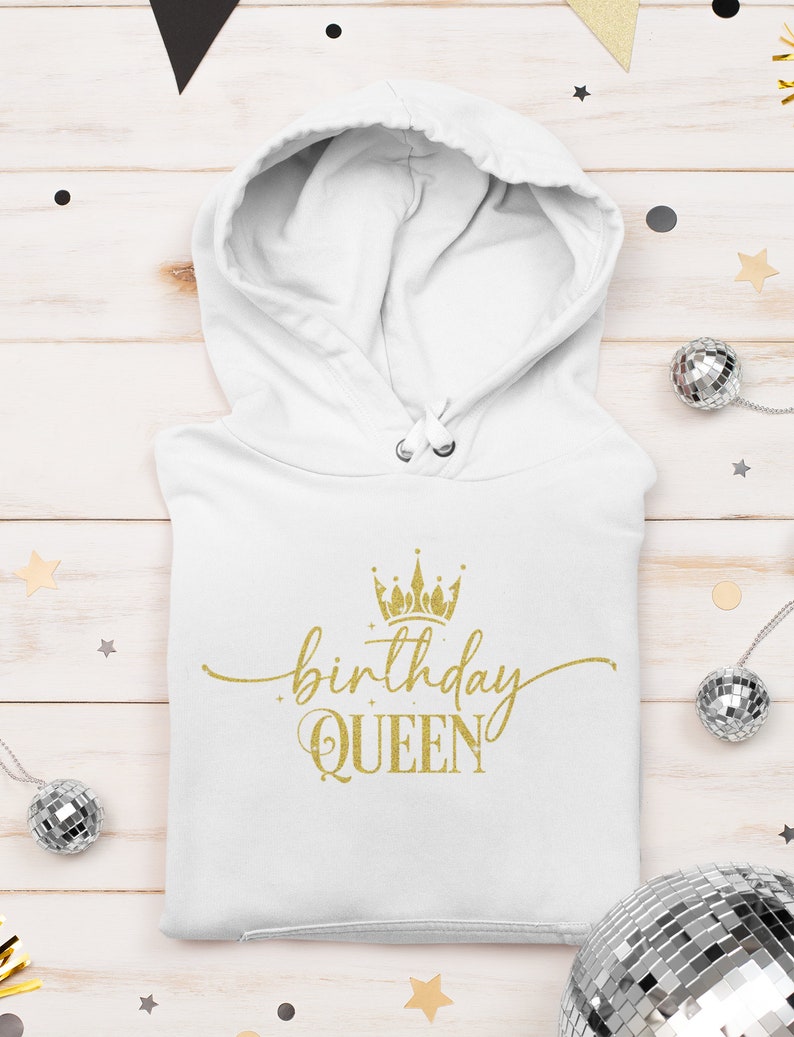 Birthday Queen SVG Featuring Gold Text and a Crown is a | Etsy