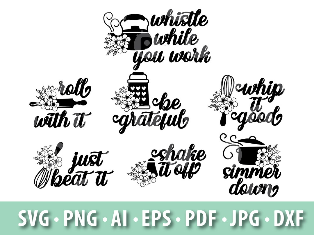 Funny Kitchen Bundle Svg Simmer Down Svg Whip It Good Be - Etsy