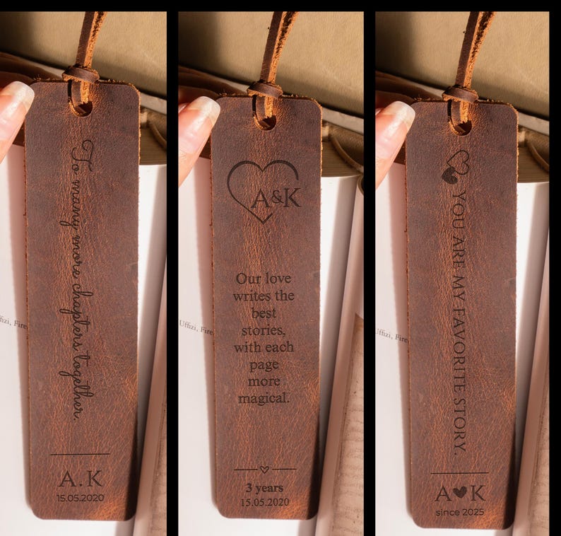 Personalized Anniversary Leather Bookmark | Anniversary Gift | Book ...