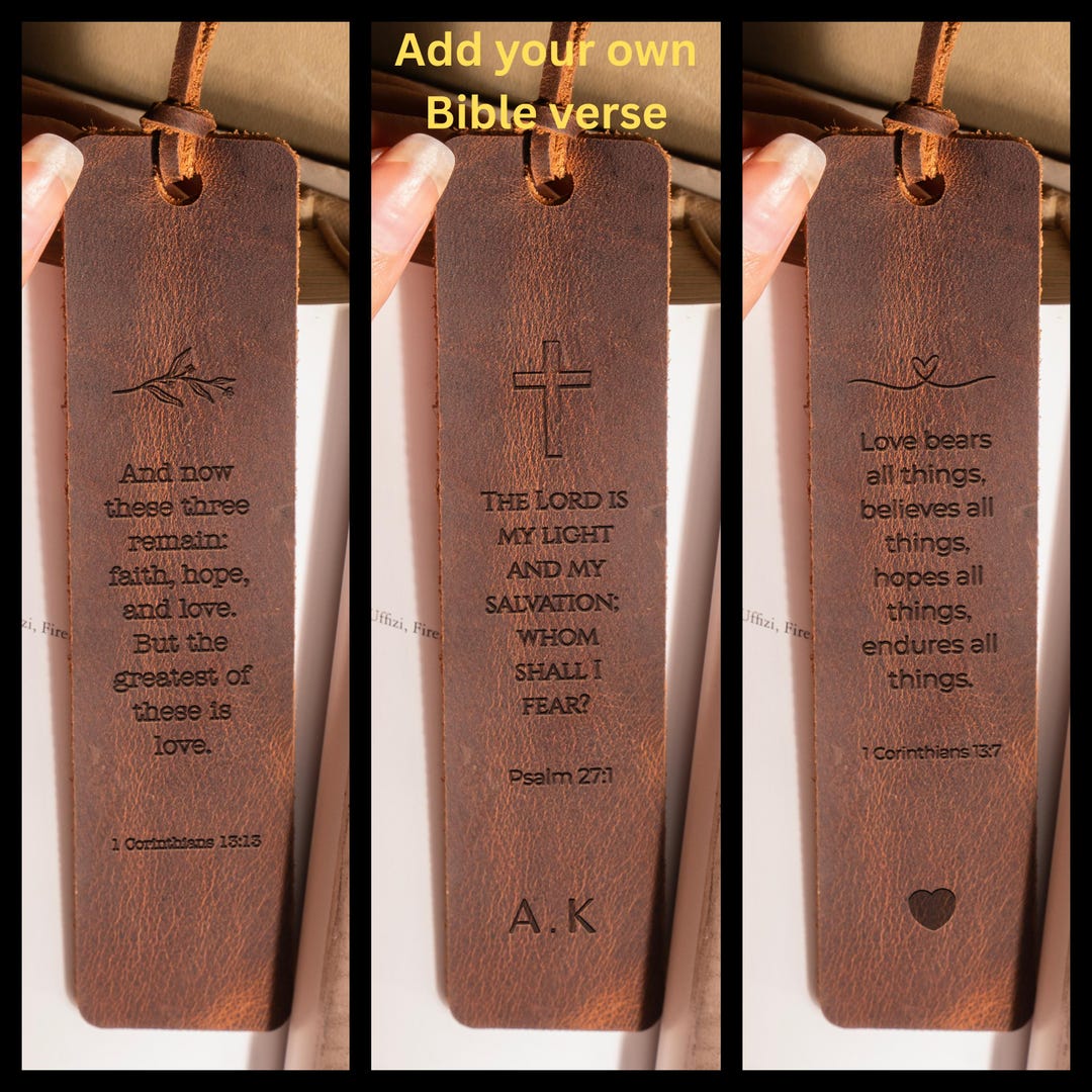Personalized Bible Verse Leather Bookmark | Custom Bible Verse Bookmark ...