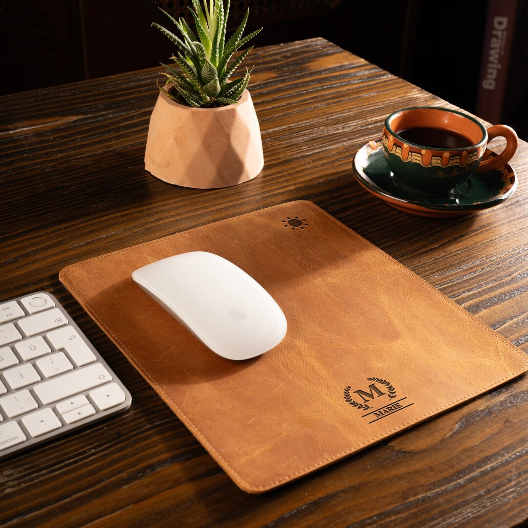 Personalized Premium Leather Mouse Pad Custom Mouse Pad Coworker Gift ...