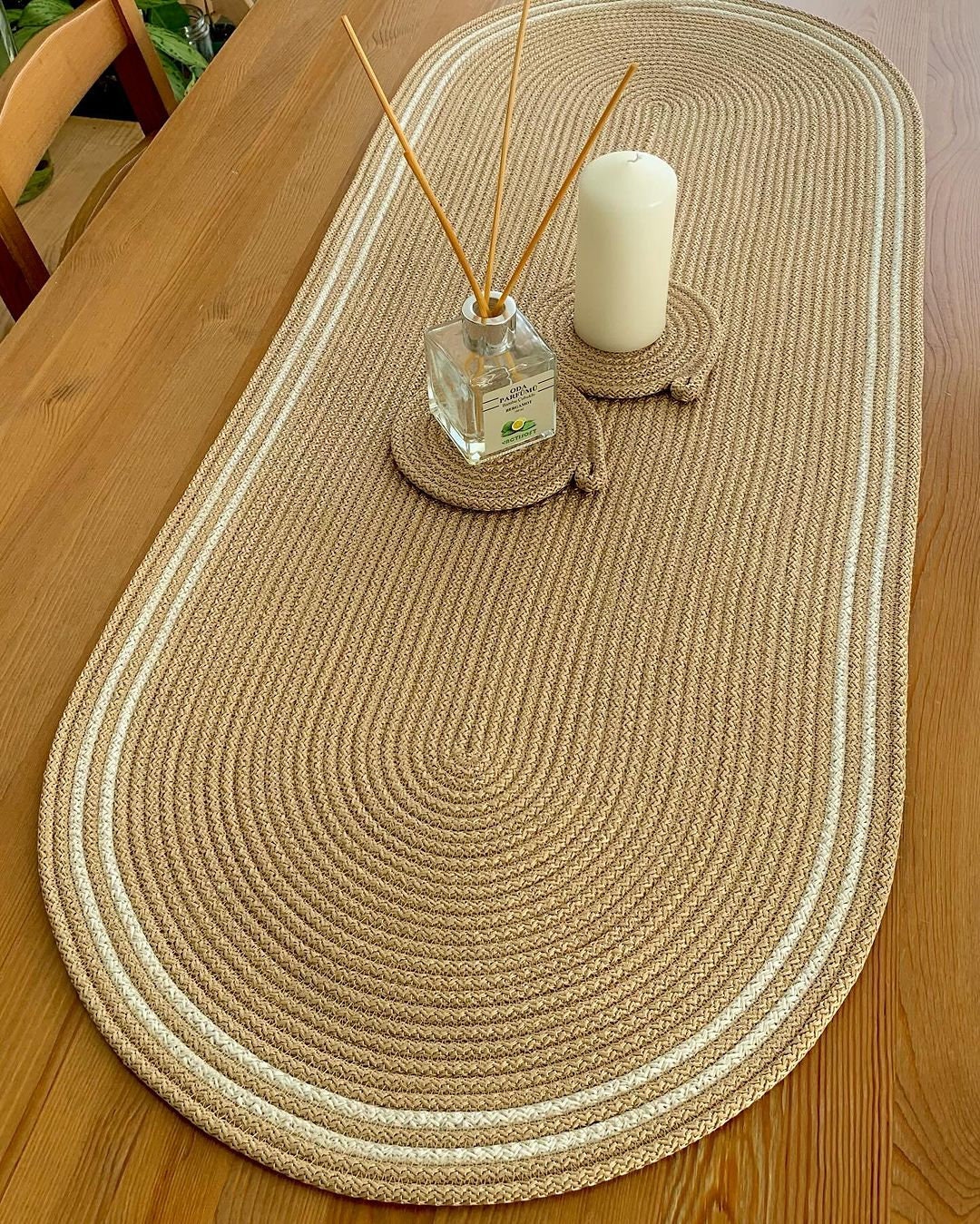 Natural Jute Oval Table Runner: Modern Rustic Decor (15.75x39.37 Inches ...