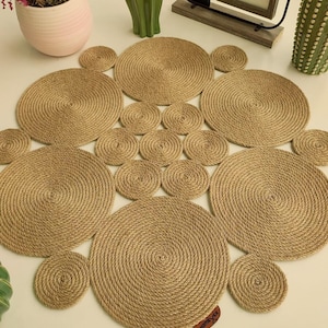 Woven Straw Round Table Runner for Boho Kitchens- Natural Jute Coffee Table Cloth- Handmade ...