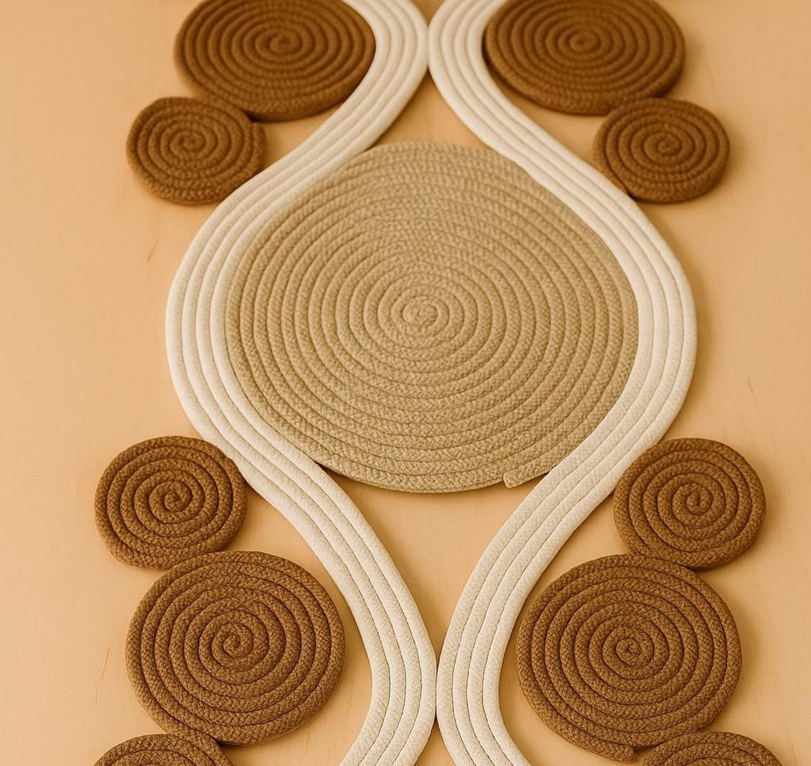 Handmade Spiral Rope Table Runner: Organic Cotton Boho Decor - Etsy