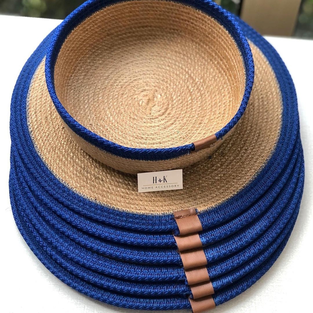 Handwoven Round Placemats and Bread Basket Set Natural Wicker Placemat ...