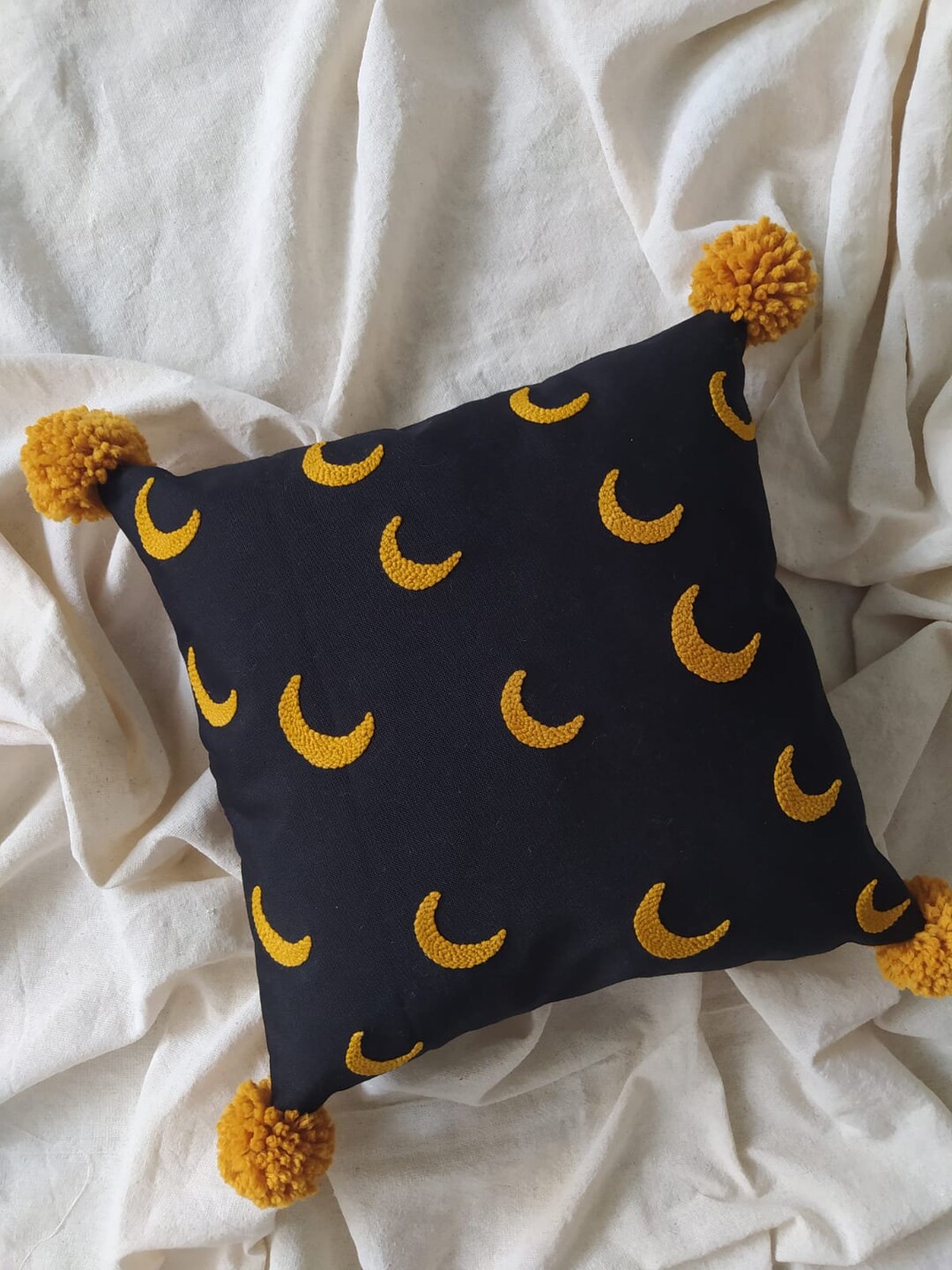 Ramadan Pillow Case With Punch Needle Black Throw Cushion Featuring ...