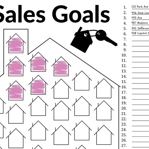 Real Estate Goal Board 45 Homes Goal Sheet Realtor Sales | Etsy