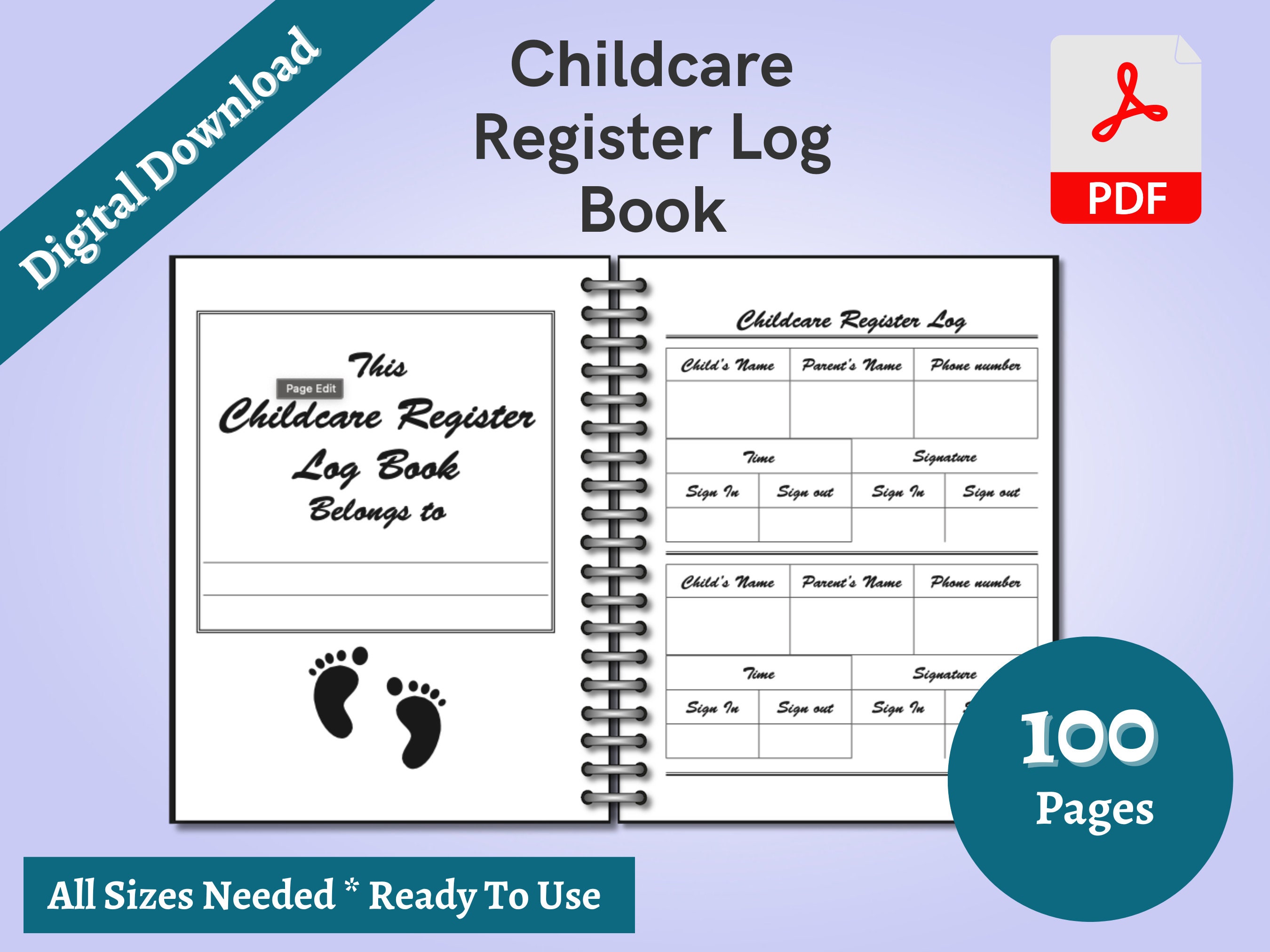 Childcare Register Log Book Baby Daily Log Infant Daily Log Newborn ...