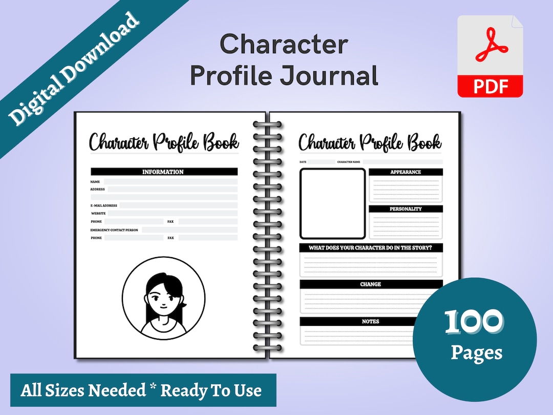 Character Profile Journal Book Character Profile Worksheet Book Writing ...